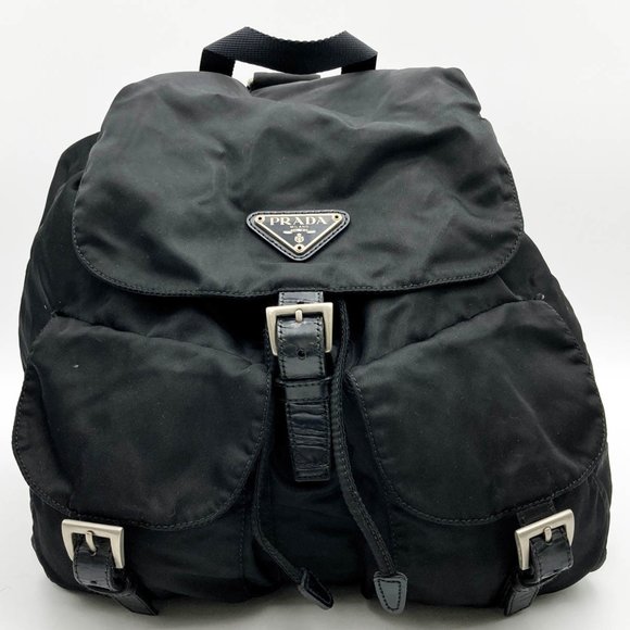 Prada | Bags | Prada Rucksack Daypack Bag Triangle Logo Black Nylon Ladies Mens Fashion B28 ...